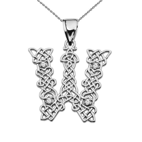 Element Shine | Jewelry | Fine Silver Celtic Knot Initial Letter W ...